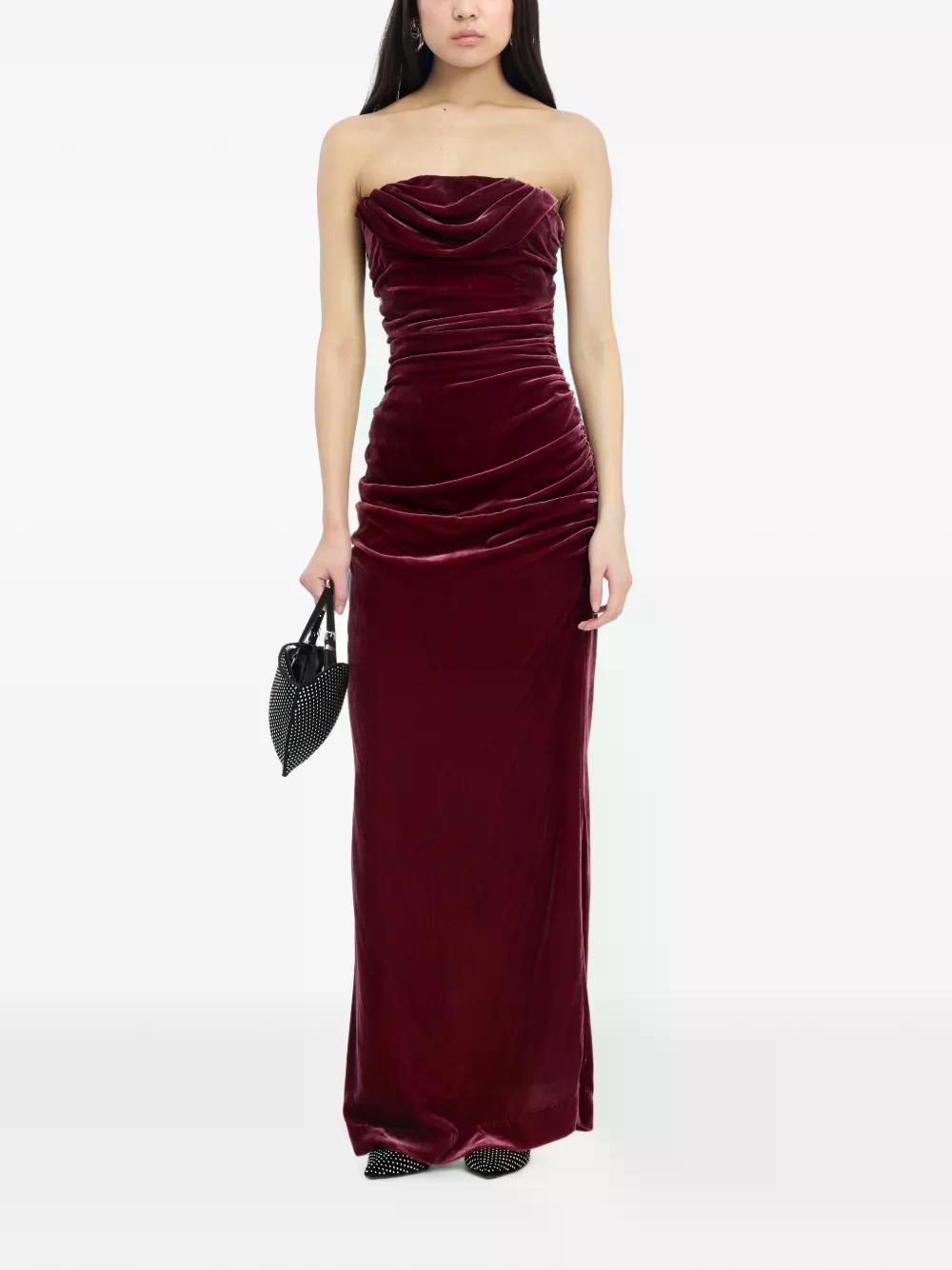 ROTATE BY BIRGER CHRISTENSEN ROTATE BIRGER CHRISTENSEN Silk Velvet Ruched Dress