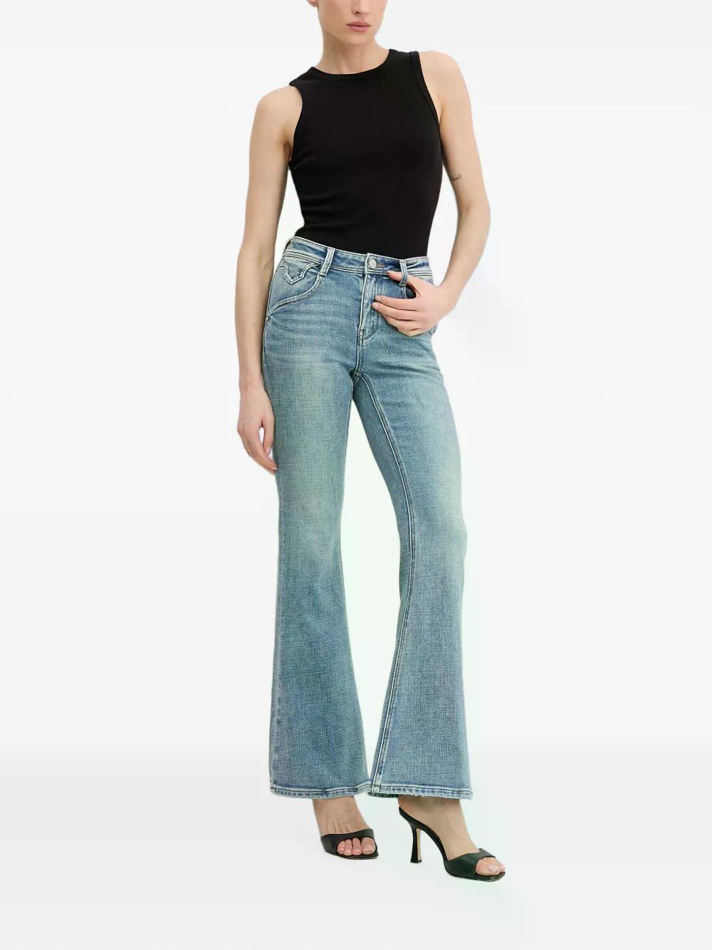 MISS SIXTY Miss Sixty Bella Contrast-Stitched Mid-Rise Flared Jeans