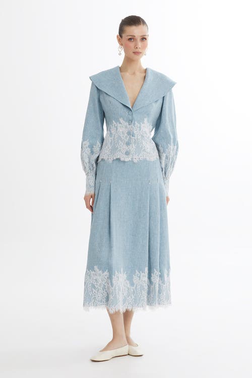 GIZIA Gizia Embroidered Balloon Sleeve Linen Jacket