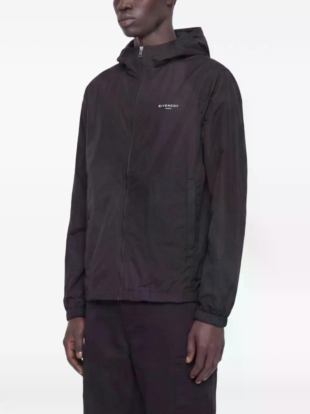 GIVENCHY Givenchy Logo Print Hooded Windbreaker
