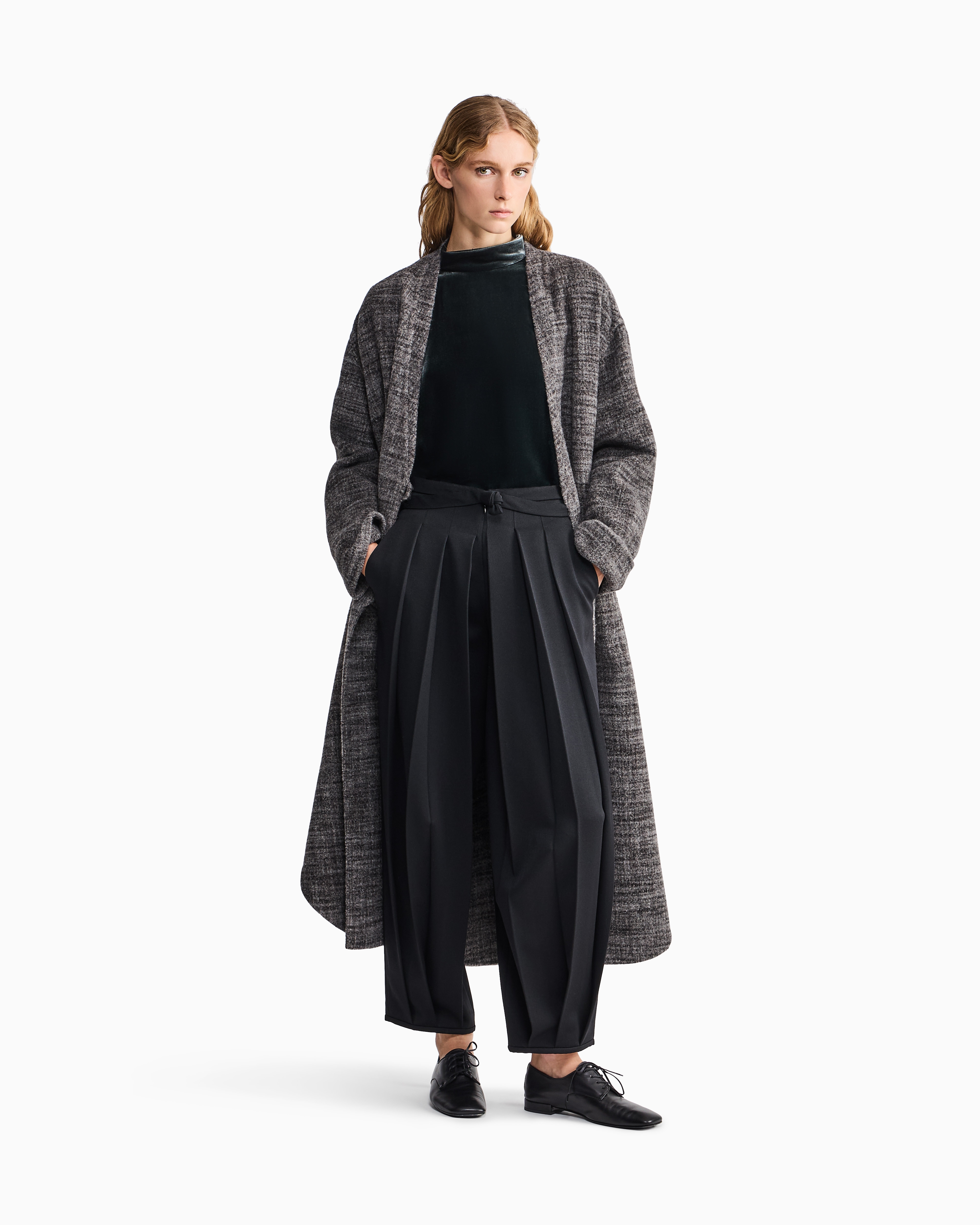 GIORGIO ARMANI Giorgio Armani Velvet Shirt with Stand-Up Collar and Ribbon Detail