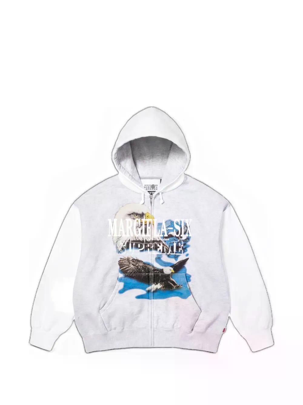 Supreme Mm6 Maison Margiela X Eagle Graphic Zip Hoodie - White