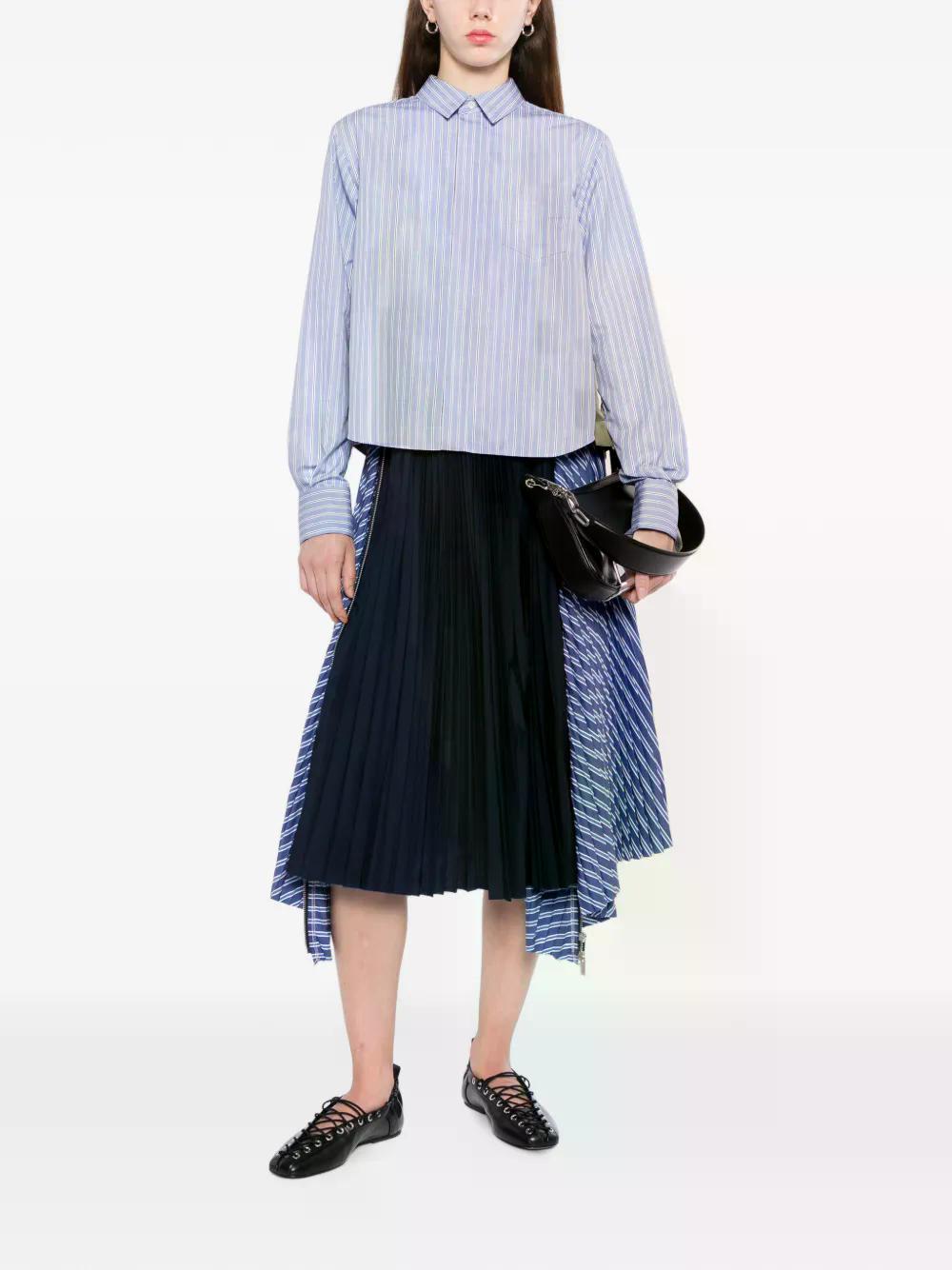 SACAI Sacai Striped Twill Shirt with Concealed Front Button Fastening