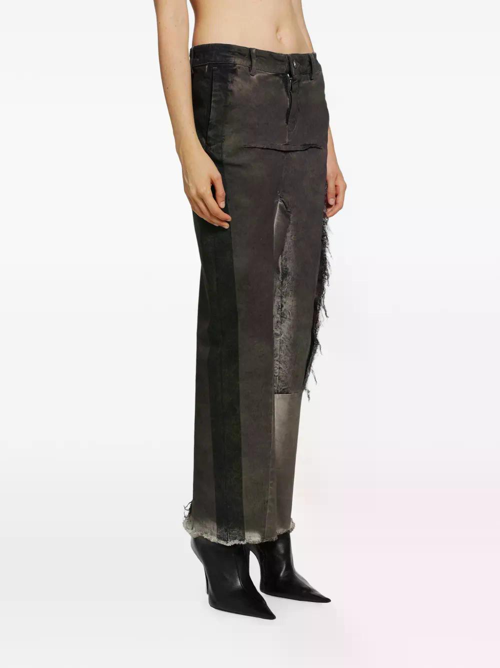 RICK OWENS Rick Owens Tower Denim Sliced Midi Skirt