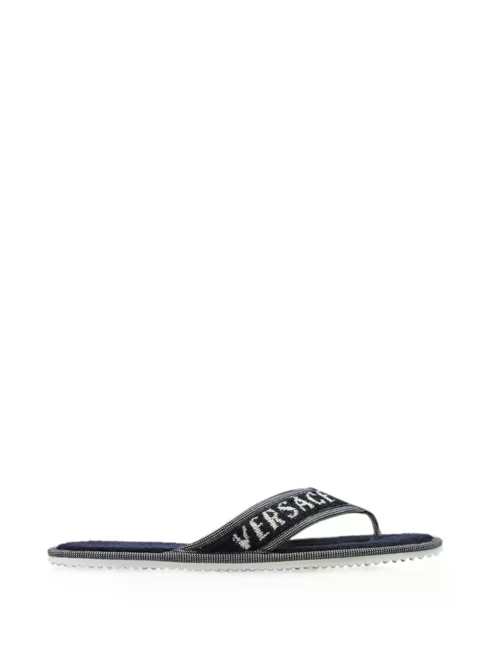 VERSACE Versace Home Logo-Embroidered Terry Thong Slippers