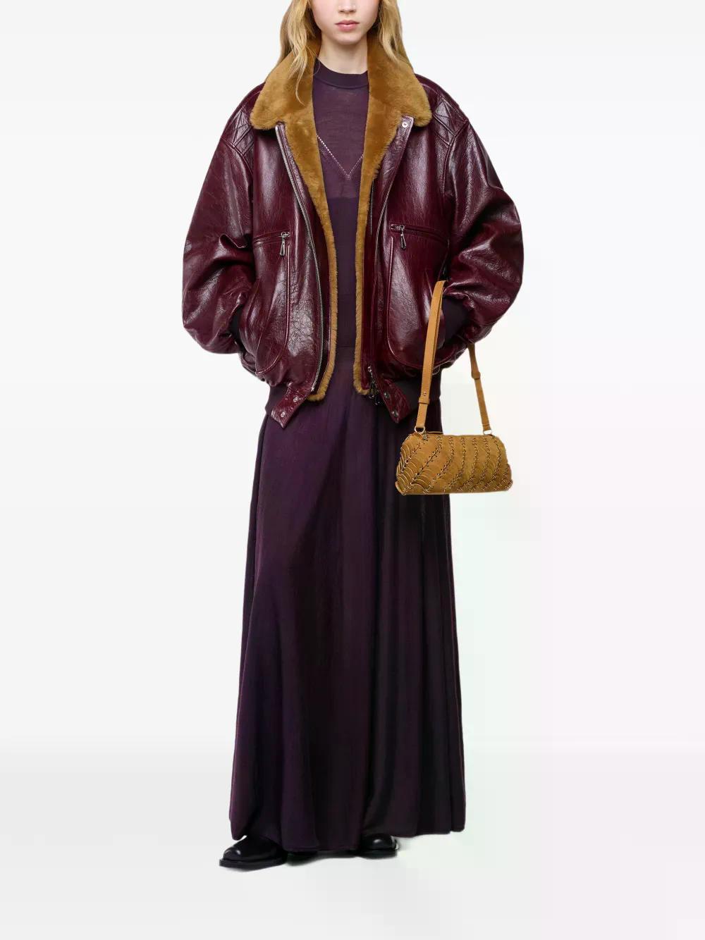 PACO RABANNE Rabanne Shearling-Collar Leather Bomber Jacket