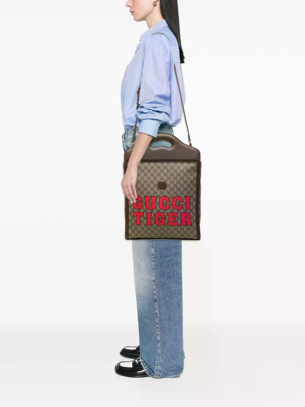 GUCCI Gucci GG Supreme Web Tiger Satchel