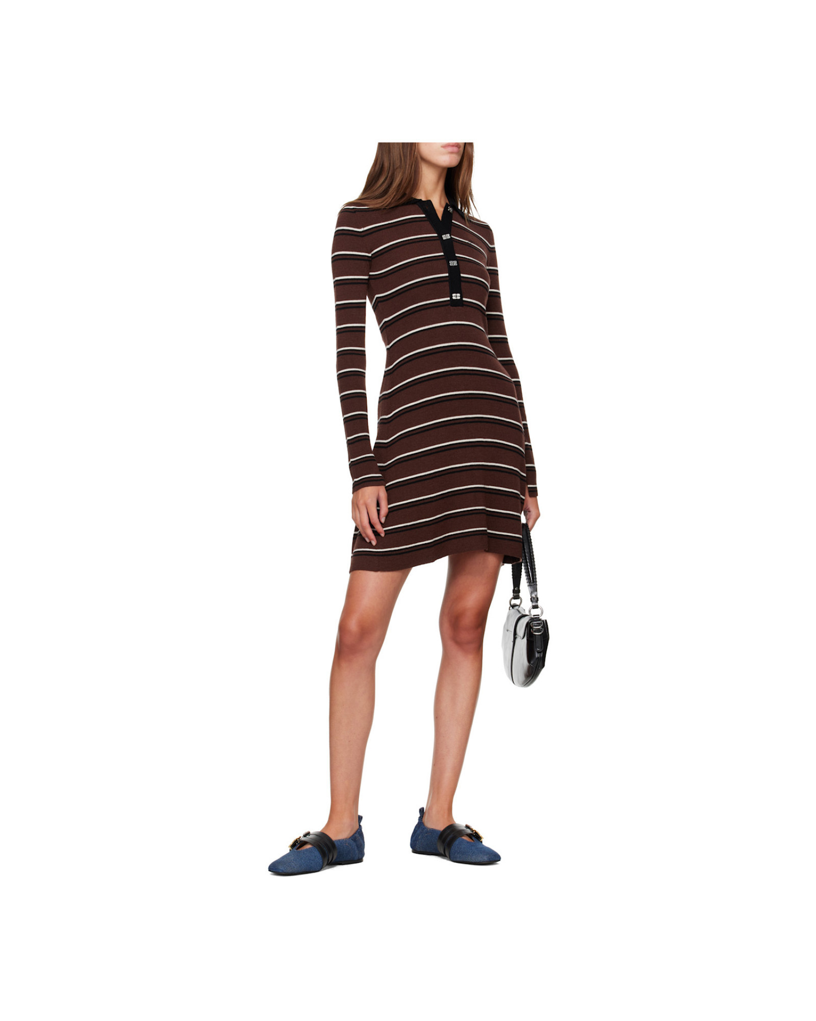 GANNI Ganni Striped Mini Knitted Dress