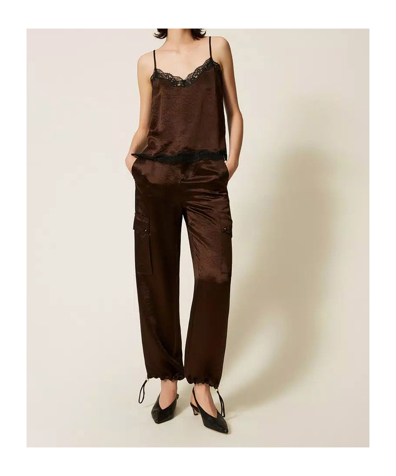 TWINSET Twinset Wide-Leg Cargo Pants with Adjustable Cuffs
