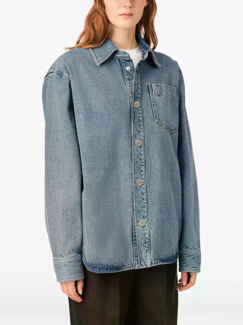 AMI cotton overshirt with ami de coeur