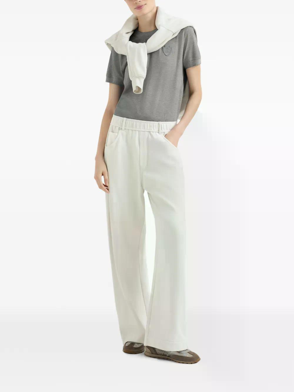 BRUNELLO CUCINELLI Brunello Cucinelli Stretch Cotton Piqué T-Shirt with Sparkling Cotton Knit Inserts