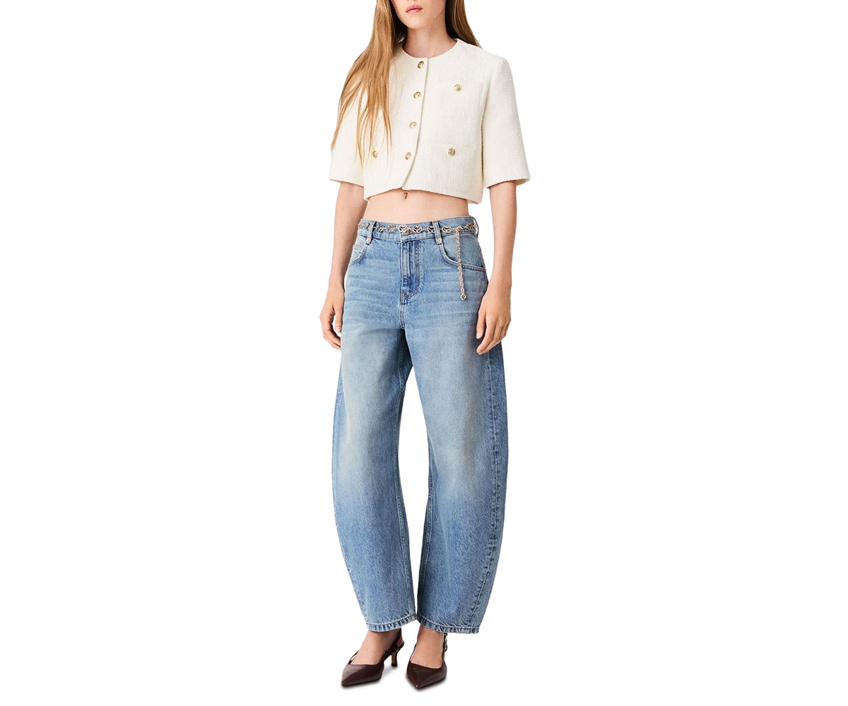 MAJE Maje Short Sleeve Tweed Cropped Jacket