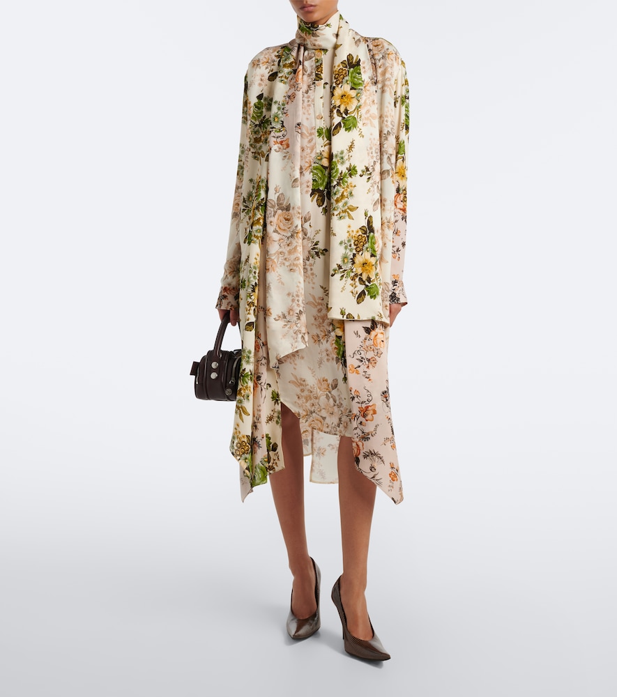 ACNE STUDIOS Acne Studios Tie-Neck Floral Silk Georgette Midi Dress