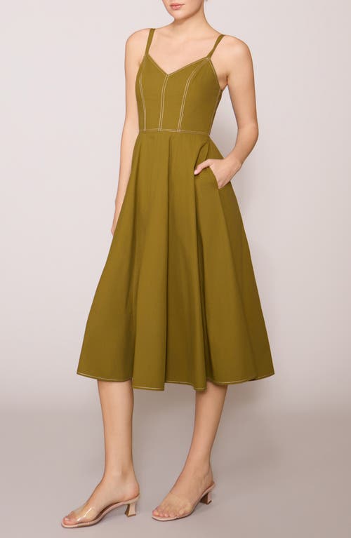 MELLODAY MELLODAY Contrast Stitched Poplin Midi Dress