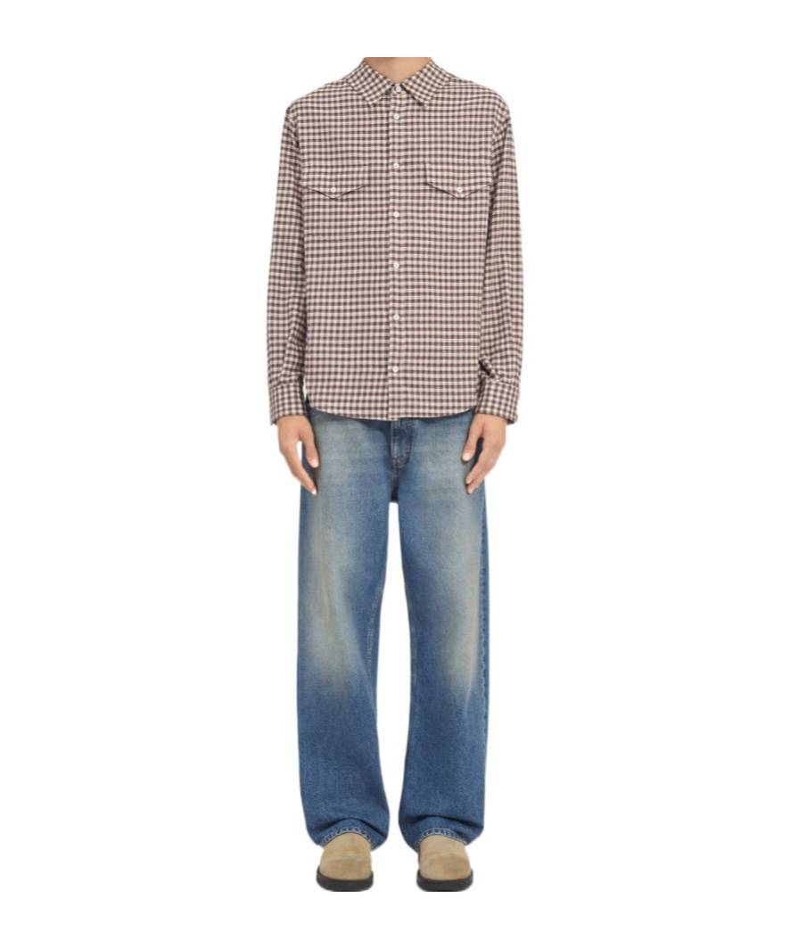 MAISON MARGIELA MM6 Maison Margiela Checkered Curved Hem Flannel Shirt