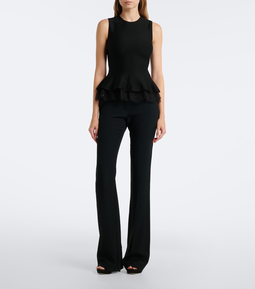 ALEXANDER MCQUEEN McQueen Lace-Trimmed Peplum Top