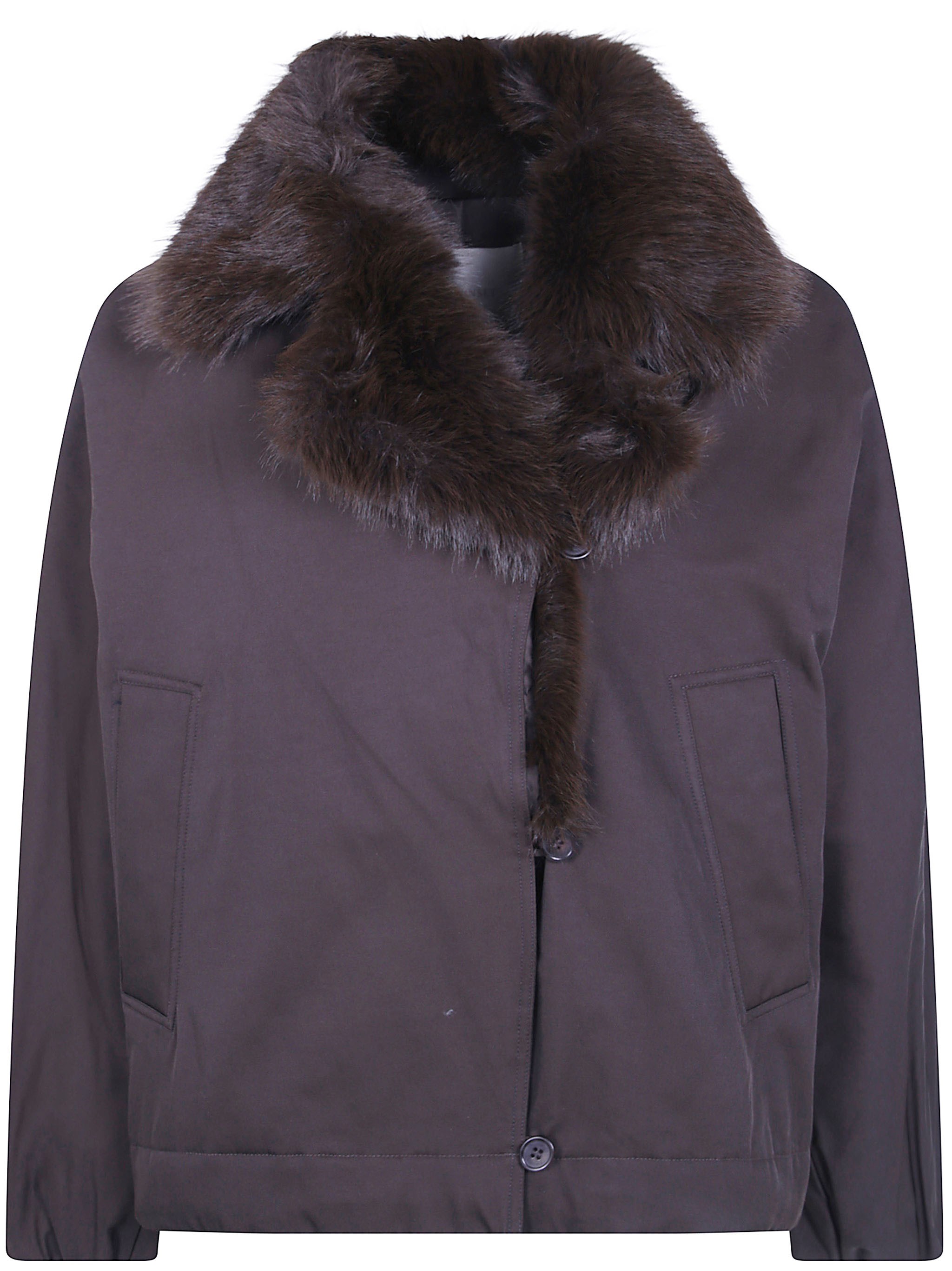 PRADA Suede and Shearling Caban Jacket