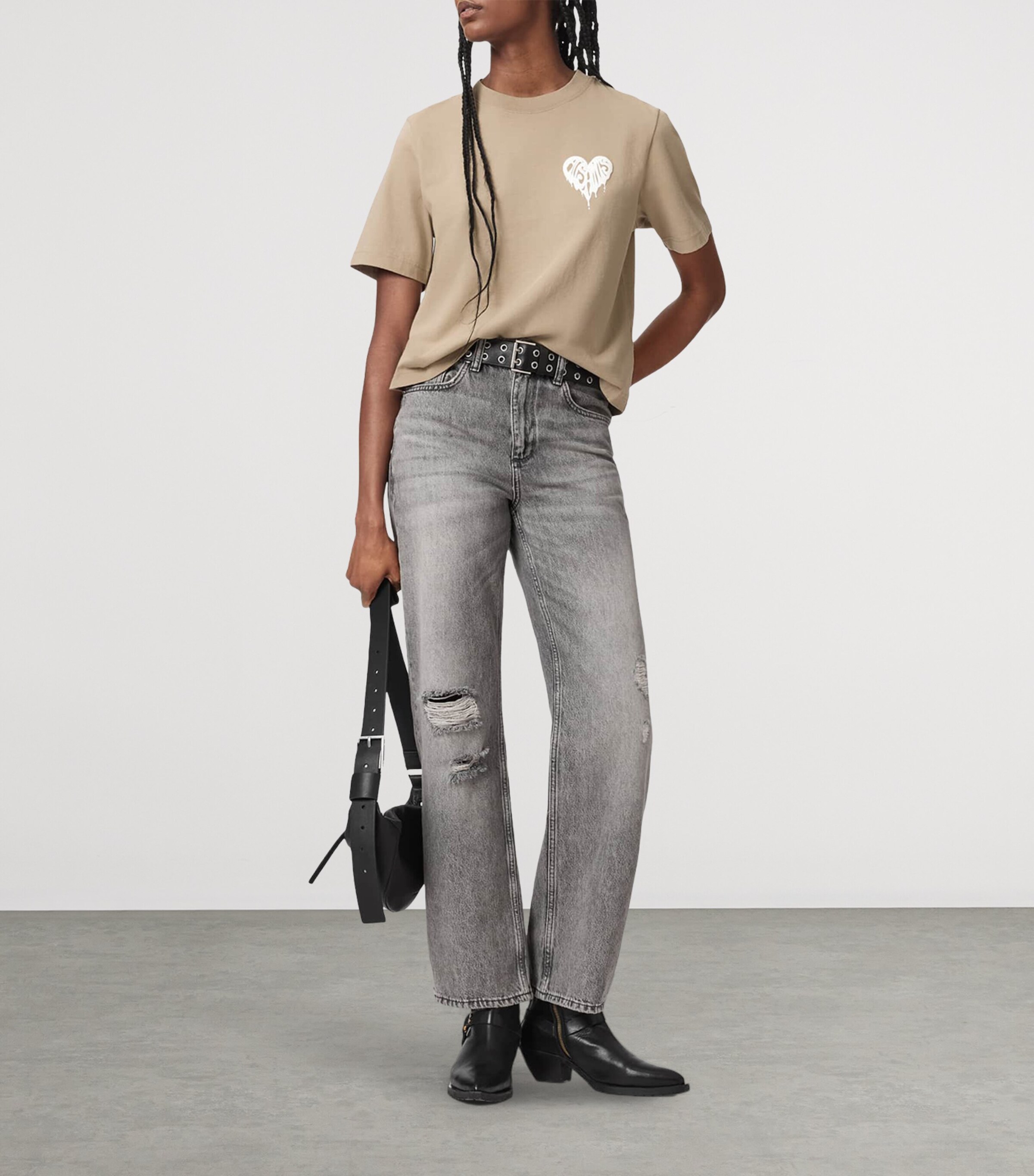 ALLSAINTS AllSaints Organic Cotton Dripping Heart Logo T-Shirt