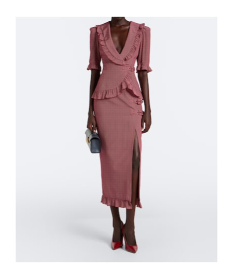 ALESSANDRA RICH Alessandra Rich Ruffled Polka Dot Silk Midi Dress