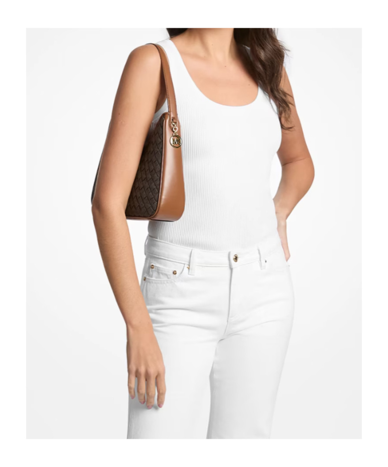 MICHAEL KORS Michael Kors Nayla Small Woven Signature Logo Hobo Shoulder Bag