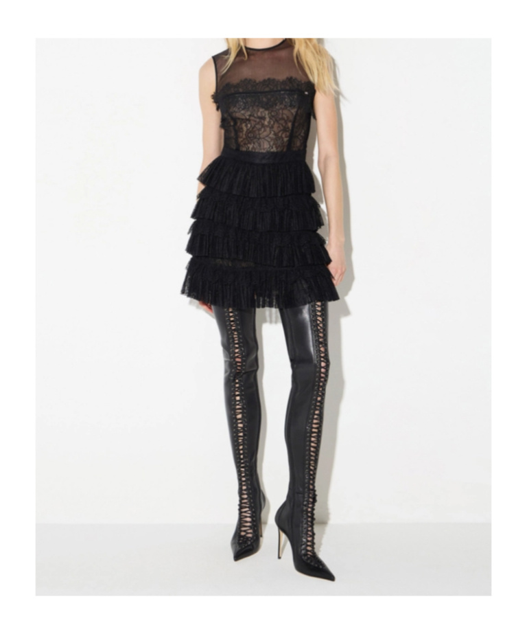 ELISABETTA FRANCHI Elisabetta Franchi Sleeveless Floral Lace Mini Dress