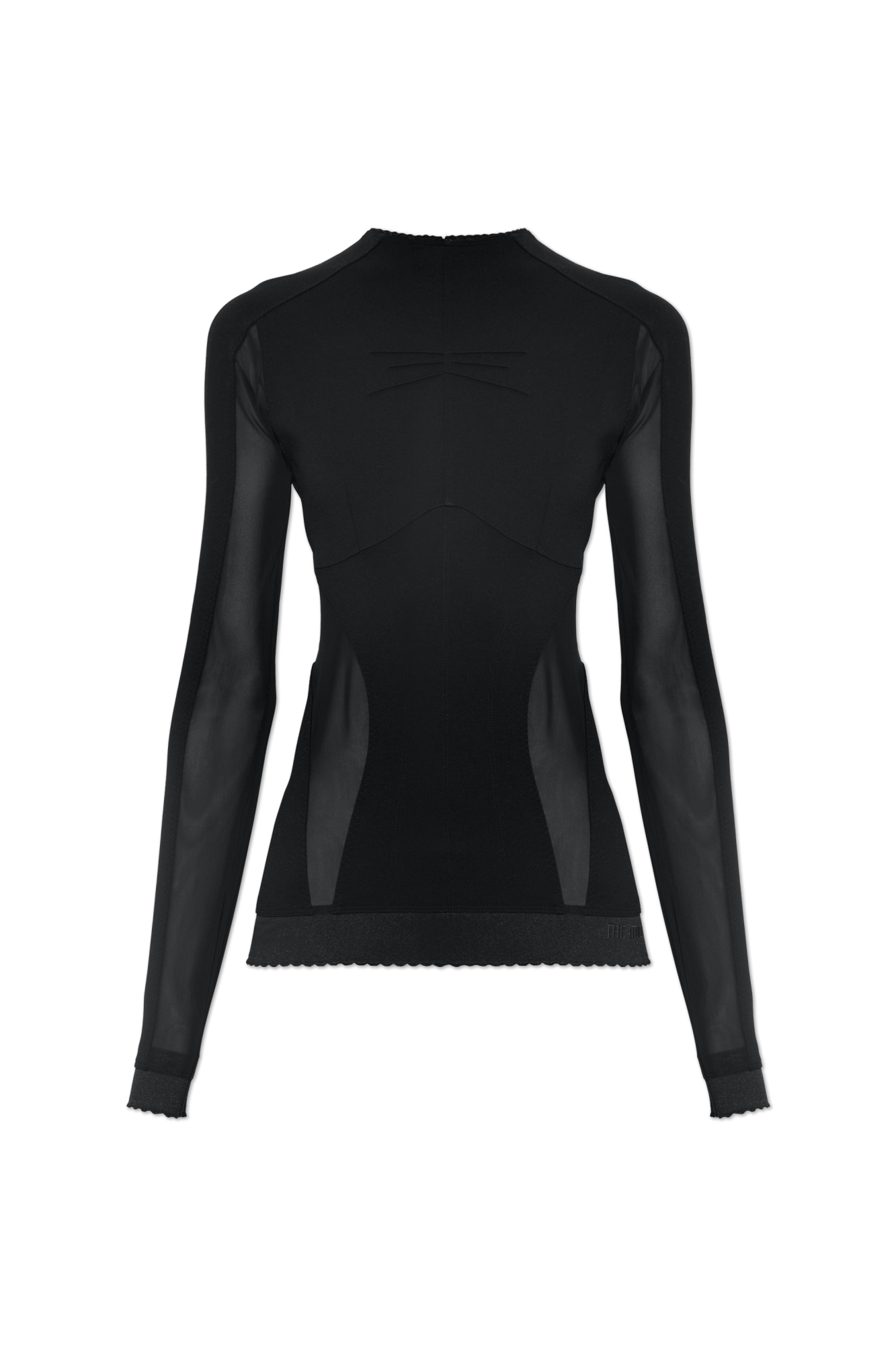 ATTICO The Attico Black Top with Transparent Inserts and Ruching