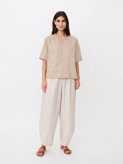 MASAI COPENHAGEN Masai Copenhagen Linen Tunic Top with Short Sleeves and Pocket