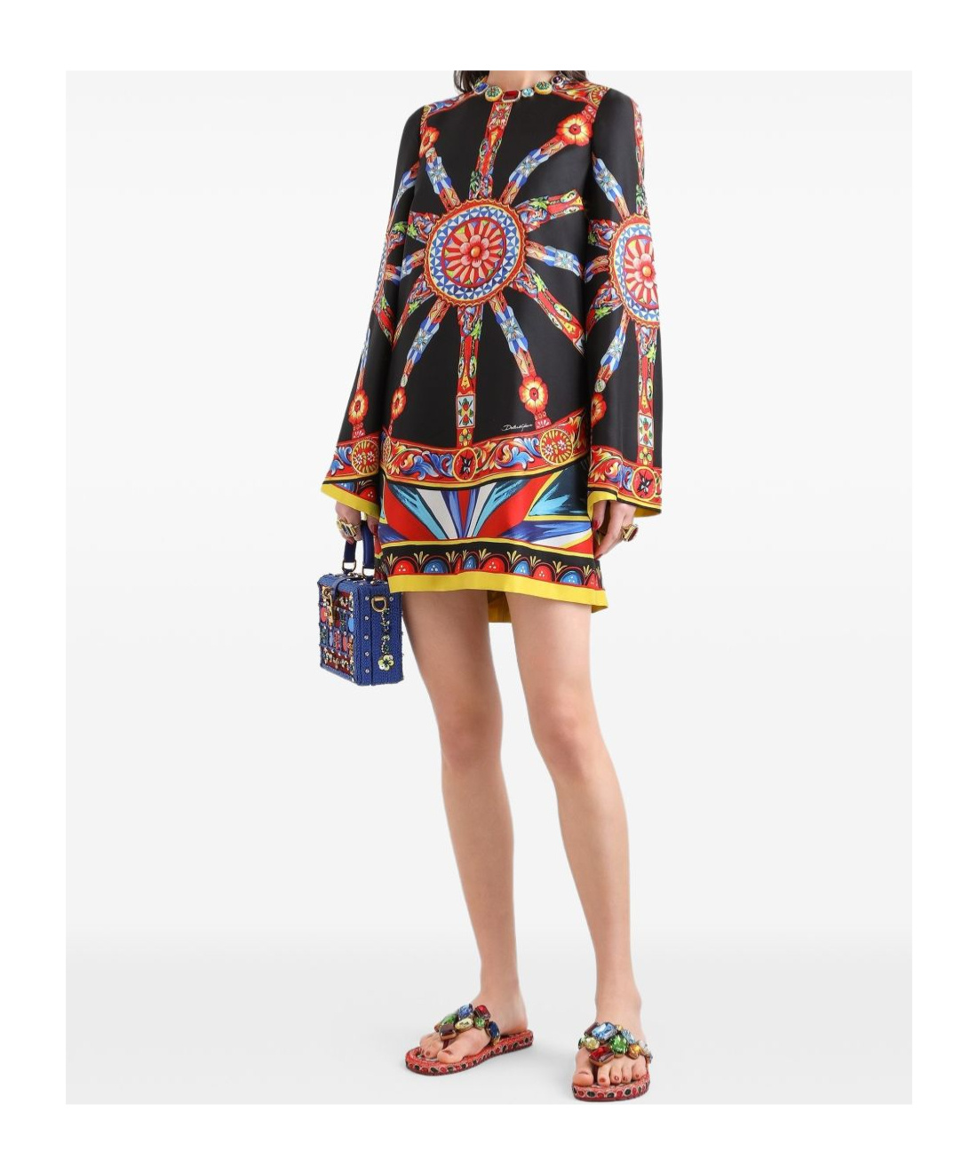 DOLCE & GABBANA Dolce & Gabbana Carretto Print Long Sleeve Dress