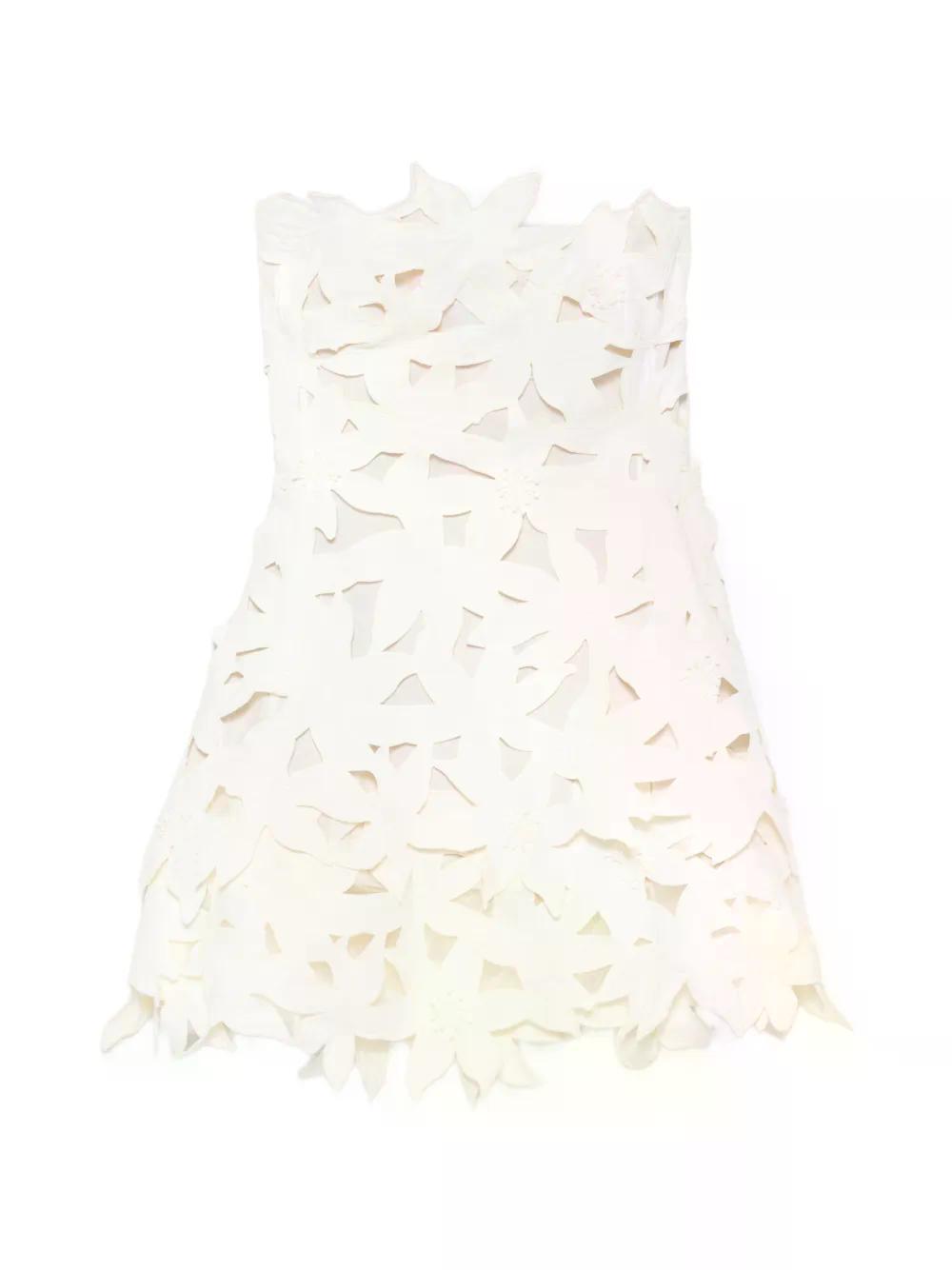 SIMKHAI Simkhai Floral Appliqué Strapless Mini Dress