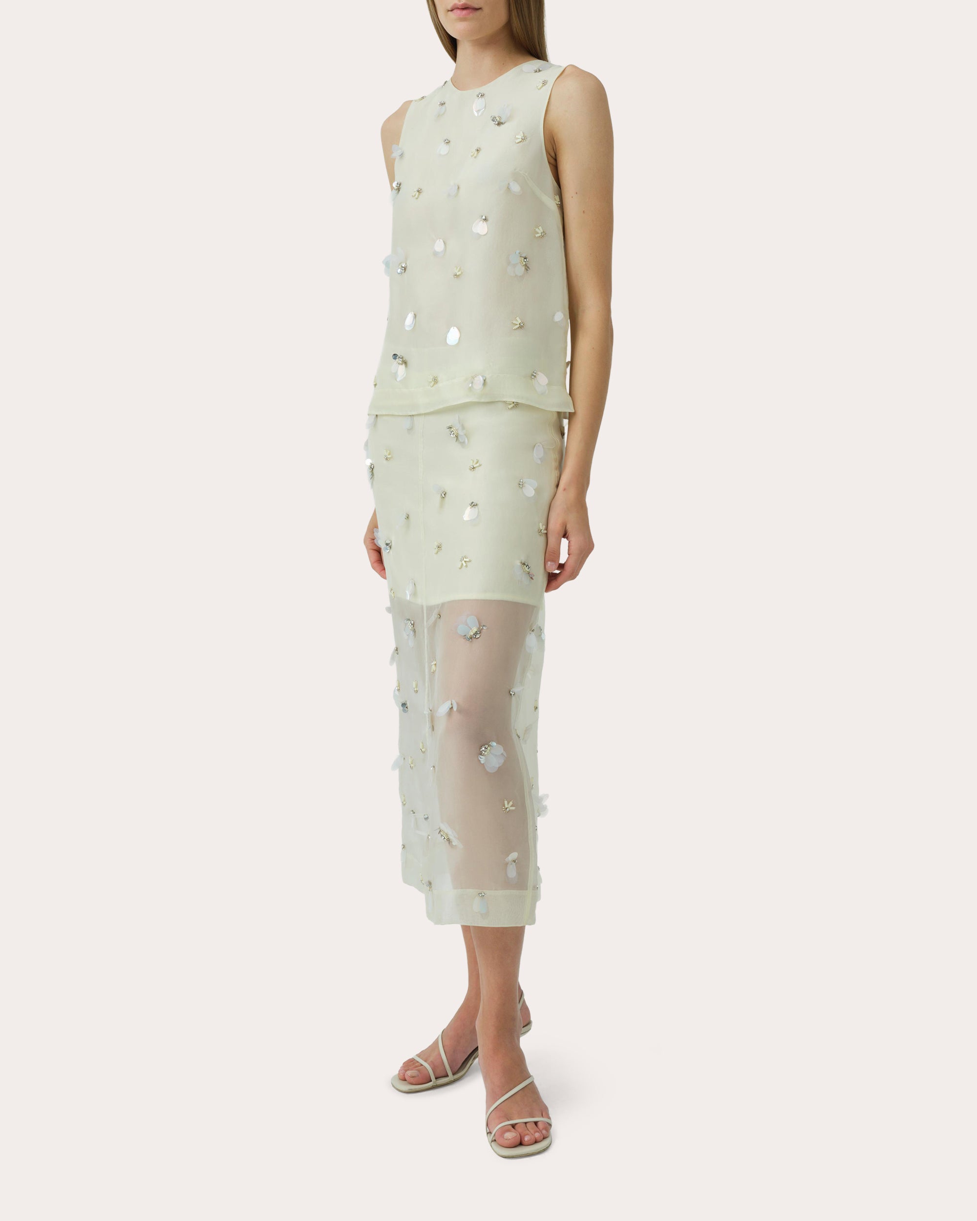 SIMKHAI SIMKHAI Delilah Embellished Organza Midi Skirt