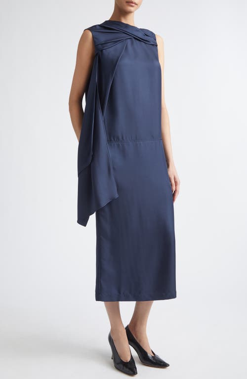 LOULOU DE SAISON LOULOU DE SAISON Izia Draped Silk Twill Cape Dress