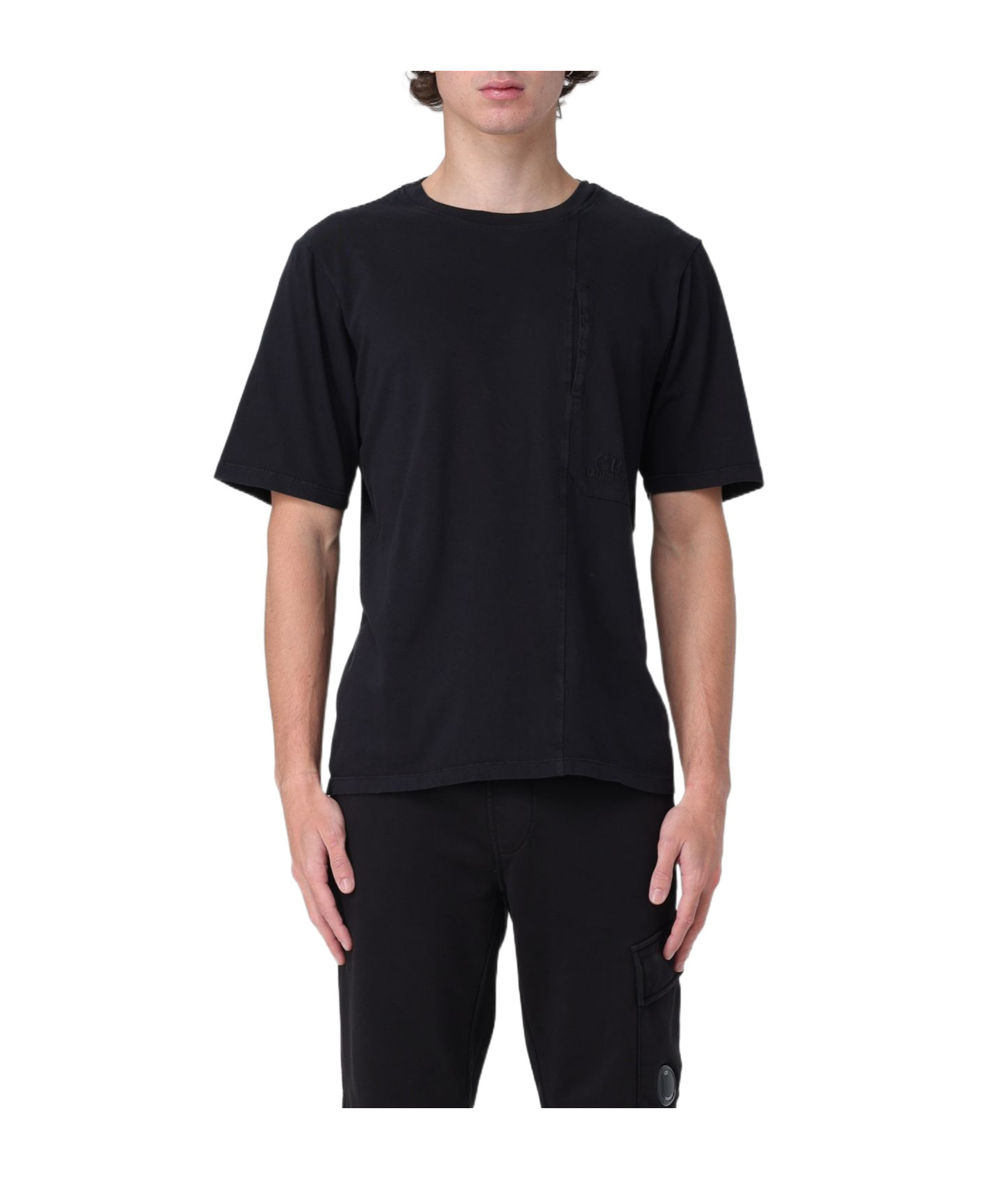 C.P. COMPANY logo-embroidered chest-pocket T-shirt