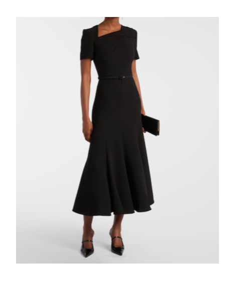 ROLAND MOURET Roland Mouret Belted Crepe Midi Dress