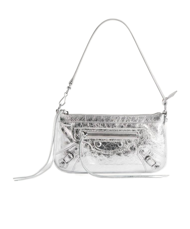 BALENCIAGA Women's Le City Pouch On Strap in Silver