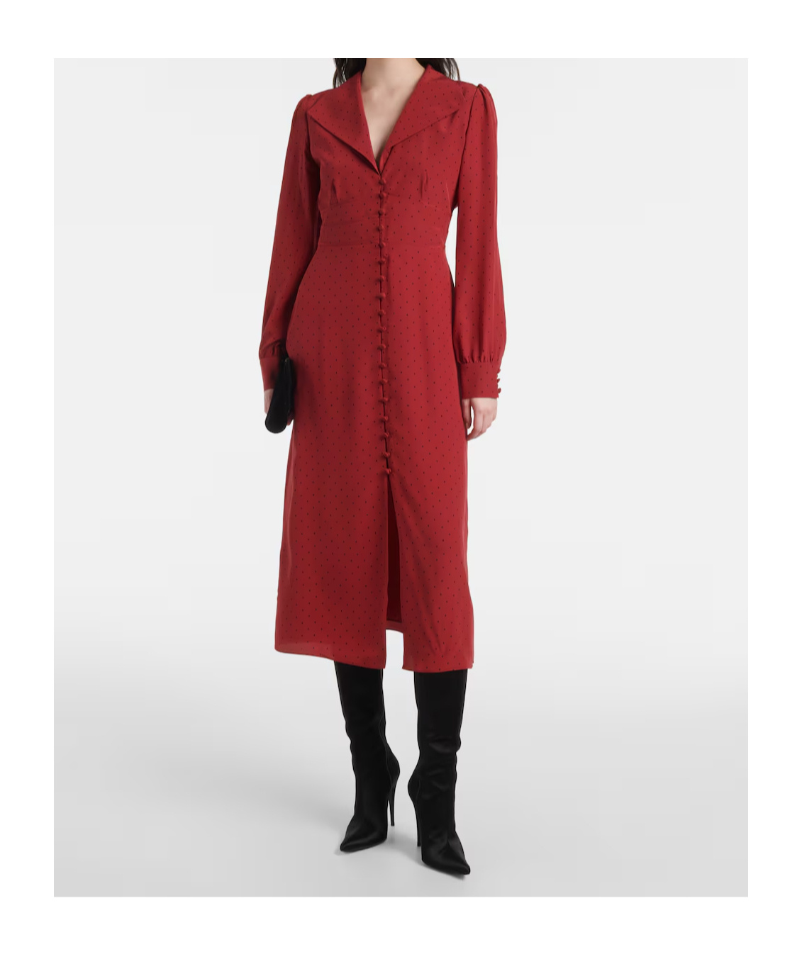 ALESSANDRA RICH Alessandra Rich Polka Dot Silk Midi Dress