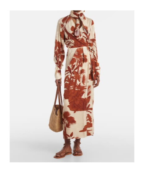 JOHANNA ORTIZ Johanna Ortiz "Unmooring" Tie-Neck Printed Maxi Dress