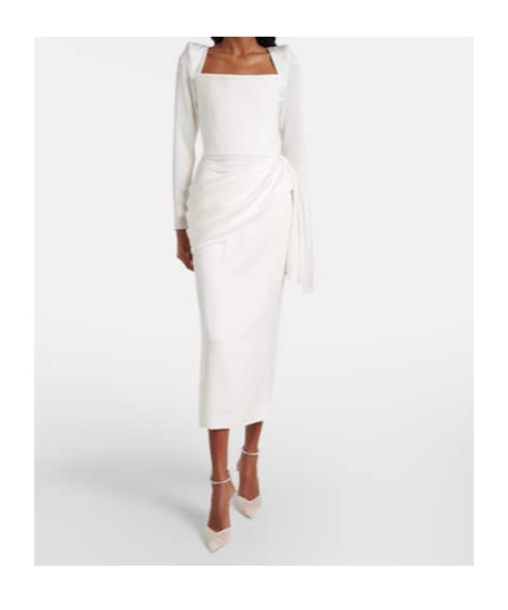 ALEX PERRY Alex Perry Draped Crepe Satin Bustier Gown