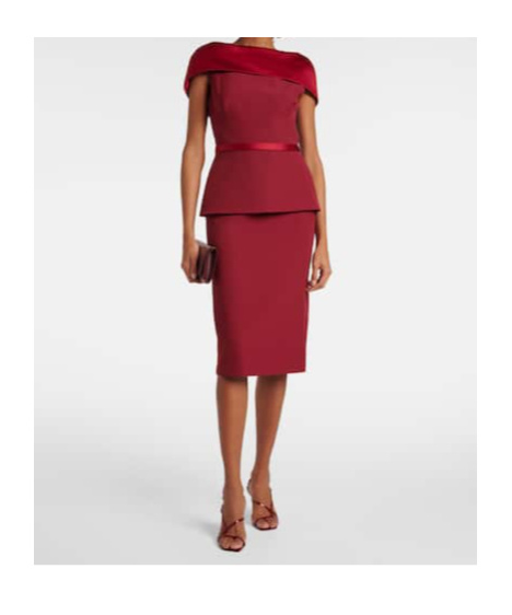 SAFIYAA Safiyaa London Draped Peplum Heavy Crêpe Midi Dress