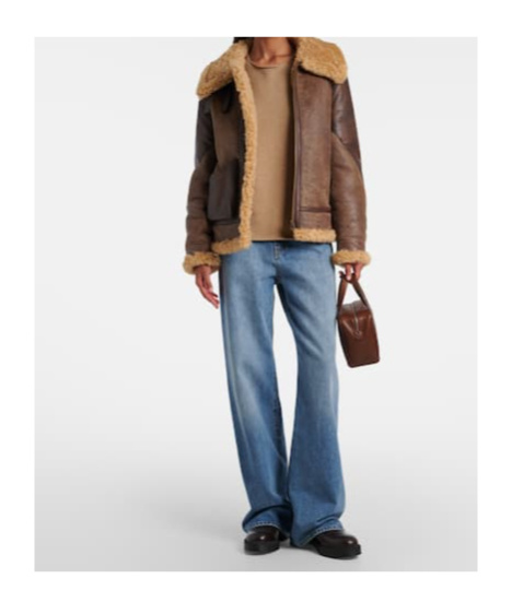 RALPH LAUREN Ralph Lauren Collection Shearling-Trimmed Leather Aviator Jacket