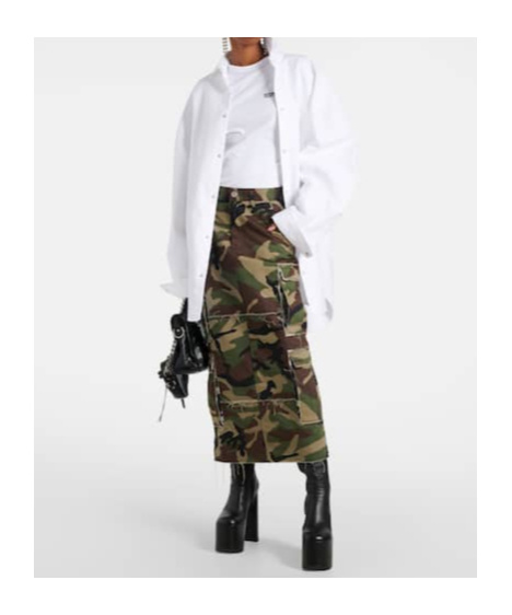 VETEMENTS Vetements Camouflage Cotton Cargo Midi Skirt