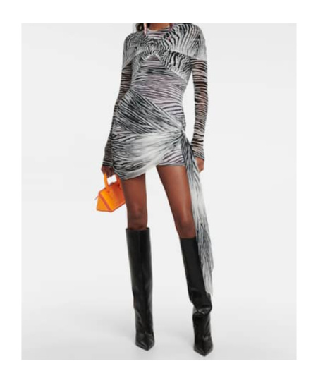 ATTICO Attico Fran Zebra-Print Tulle Mini Dress