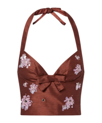 SHUSHU/TONG SHUSHU TONG Embellished Halterneck Crop Top