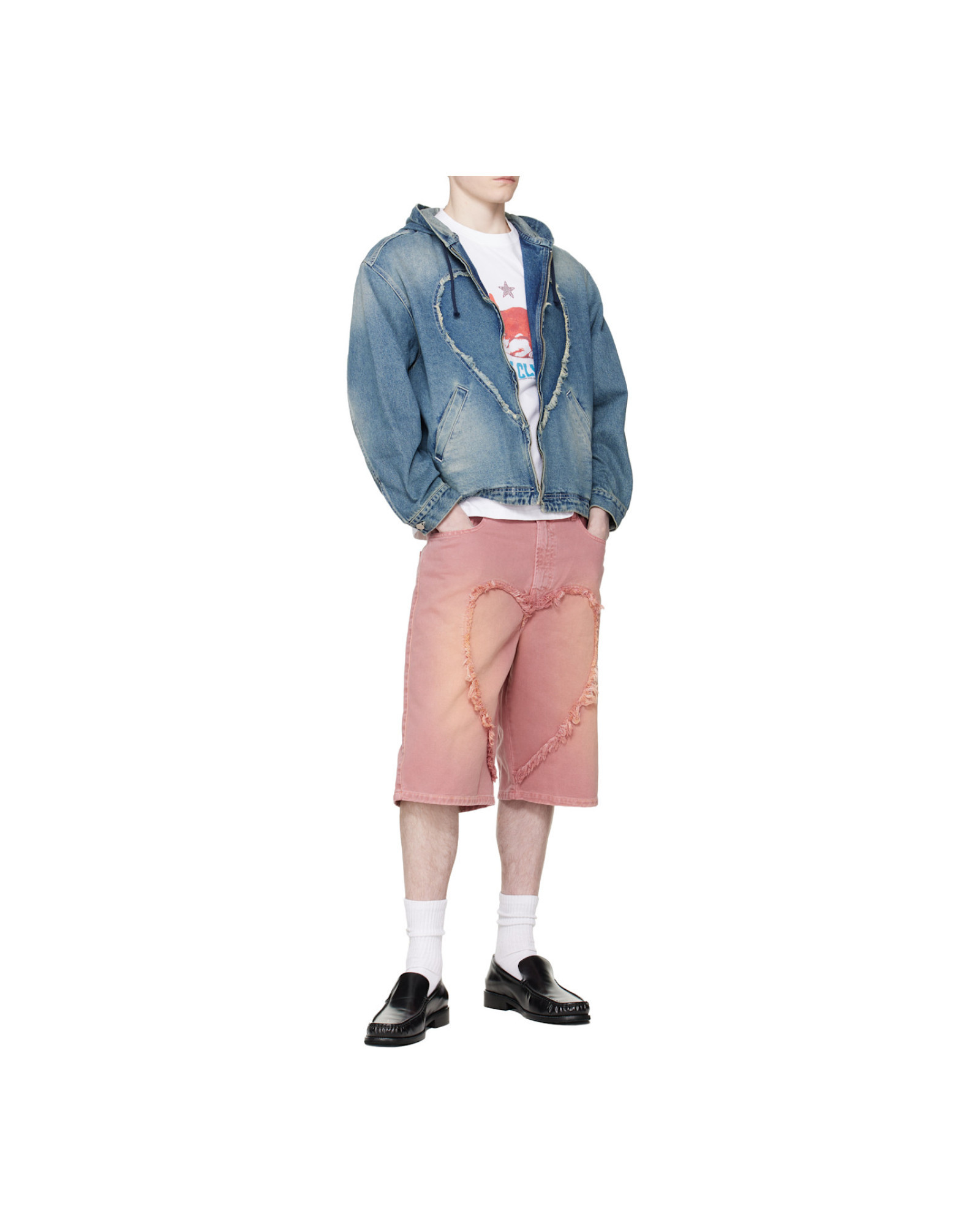 CARNE BOLLENTE Carne Bollente Heart Motif Frayed Shorts