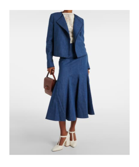 GABRIELA HEARST Gabriela Hearst Amy Flared Cotton and Linen Midi Skirt