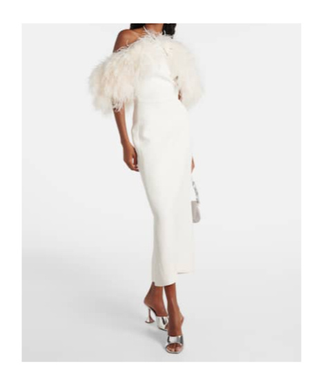 DAVID KOMA David Koma Bridal Feather-Trimmed Midi Dress