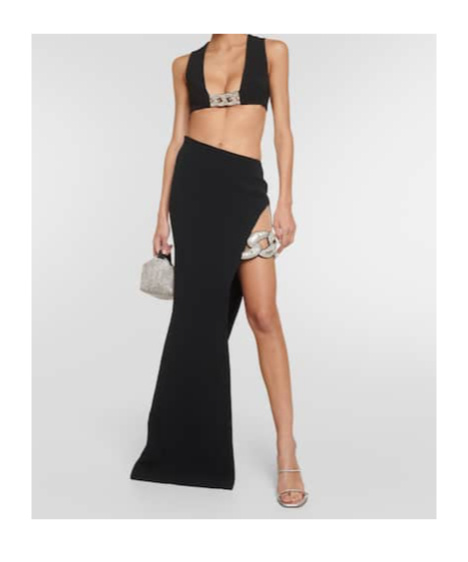 DAVID KOMA Asymmetric Embellished Maxi Skirt