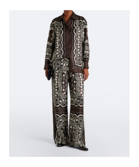 NILI LOTAN Nili Lotan Morgan Printed Silk Twill Wide-Leg Pants