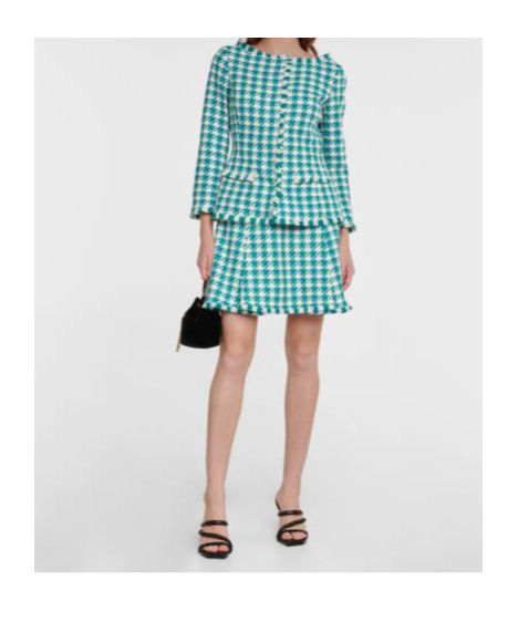 OSCAR DE LA RENTA Oscar de la Renta Frayed Houndstooth Tweed Mini Skirt
