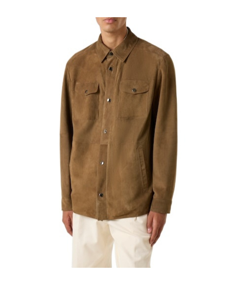 CANALI Solid suede overshirt