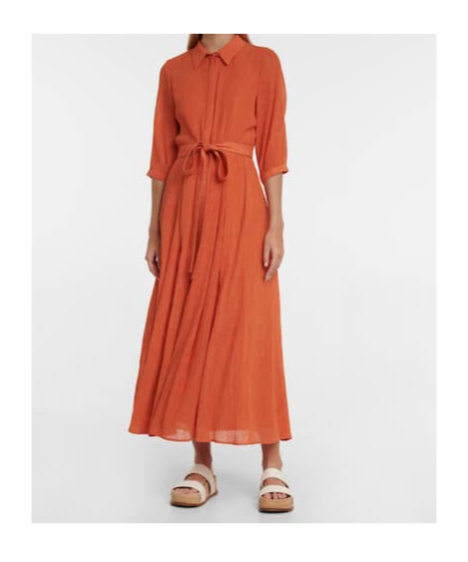 GABRIELA HEARST Gabriela Hearst Andy Pleated Cotton and Silk Shirt Midi Dress